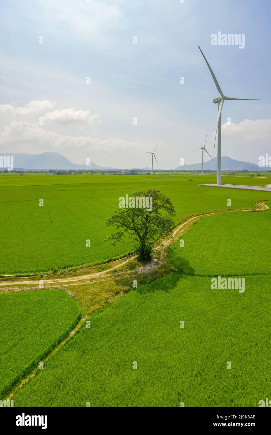 Landscape with Turbine Green Energy Electricity, Windmill for electric ...