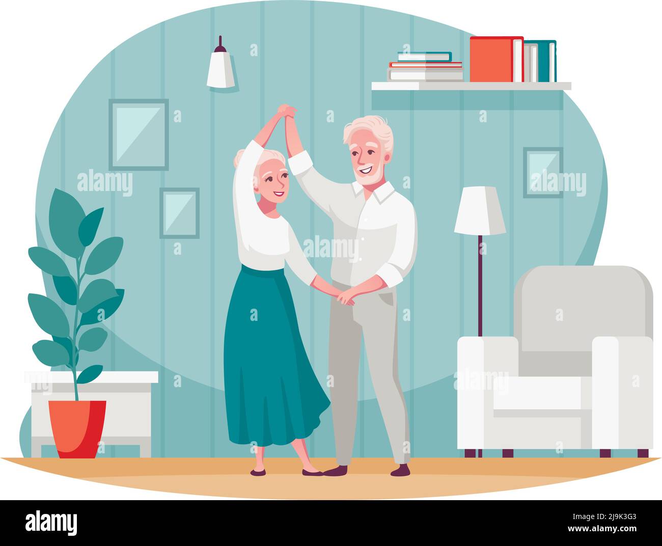 Elderly people having healthy active social life flat cartoon ...
