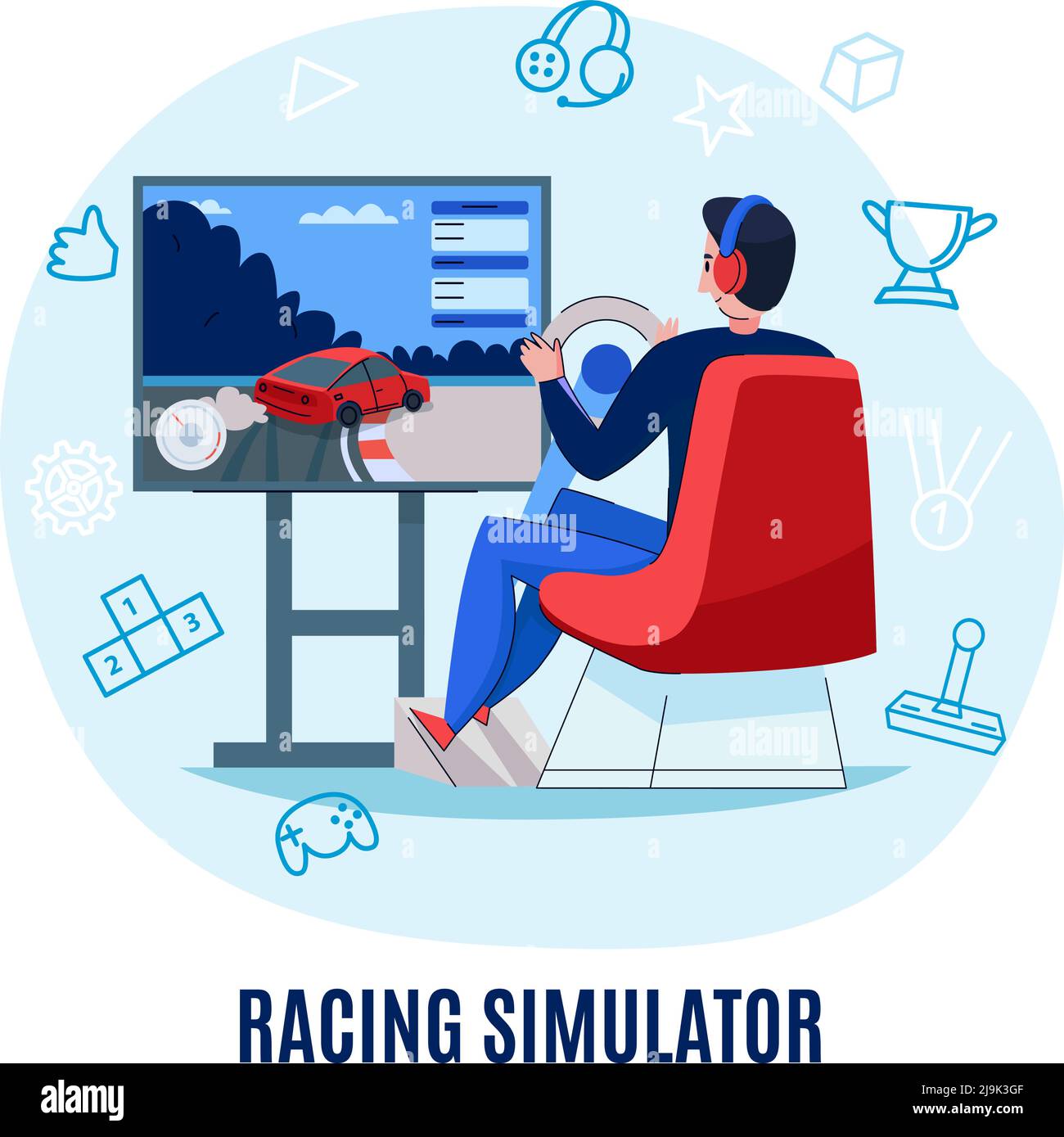 Cyber sport game circle composition with silhouette icons sketch style ...