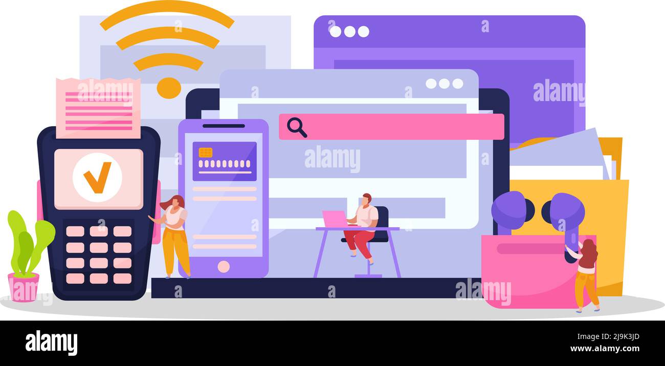 "Wireless Devices Flat Composition Stock Vector Image & Art - Alamy