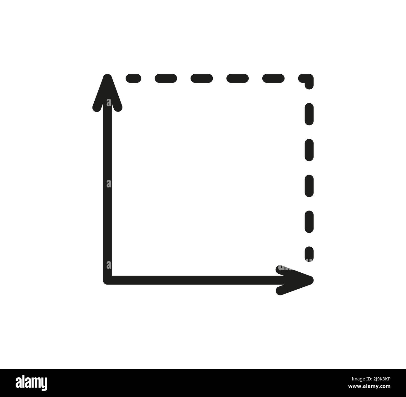 Square area icon. Coordinate axes sign. Coordinate system Flat math ...