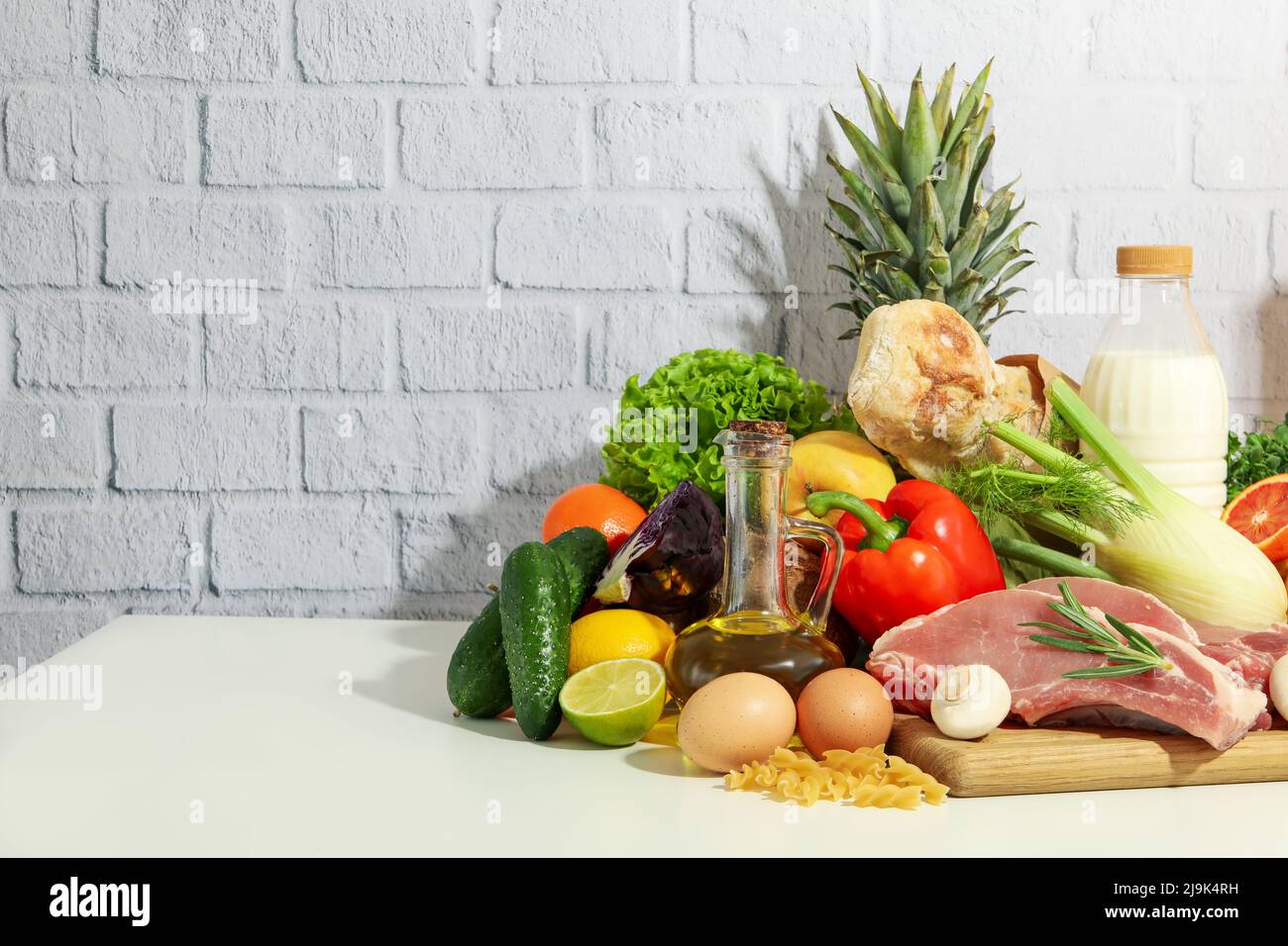 Concept of food and drinks, grocery, space for text Stock Photo - Alamy