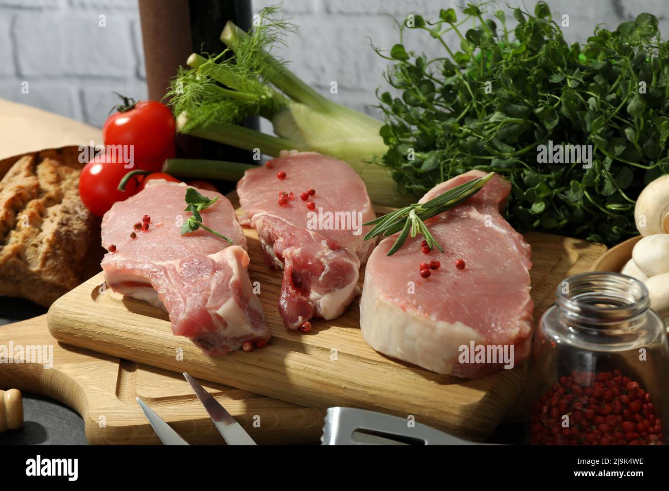 Concept of cooking, cooking meat, close up Stock Photo - Alamy