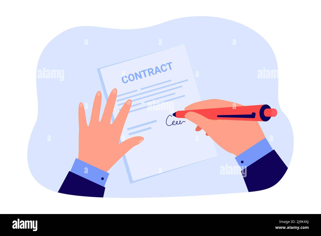 Businessman signing contract. Hands of person holding pen and paper ...