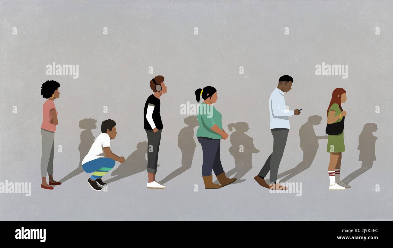 Crowd of people waiting in queue Stock Photo - Alamy