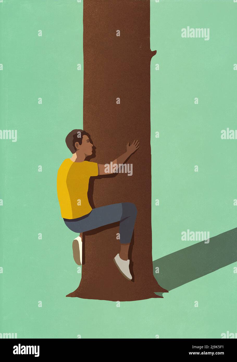 Eco-friendly, conscientious man hugging tree trunk Stock Photo - Alamy