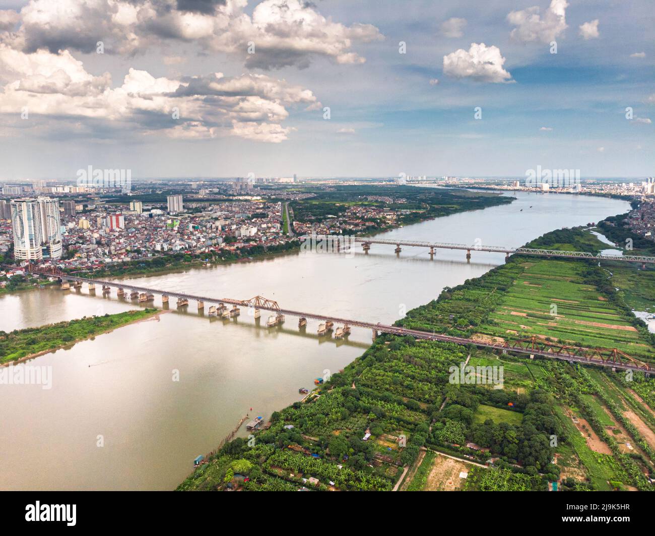 Aerial view of accient Long Bien bridge Stock Photo - Alamy