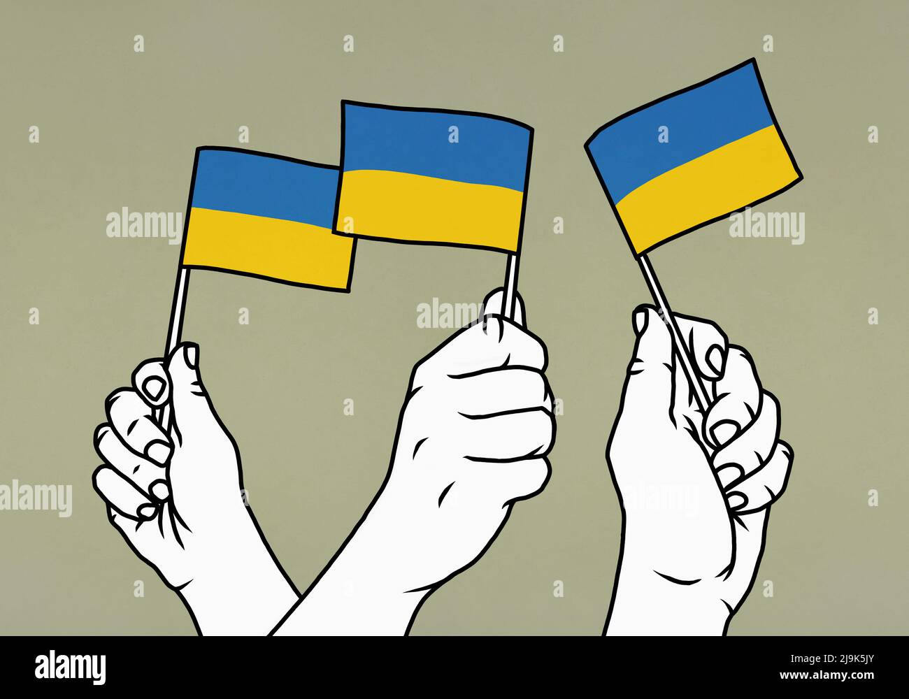 Hands waving Flags of Ukraine Stock Photo - Alamy