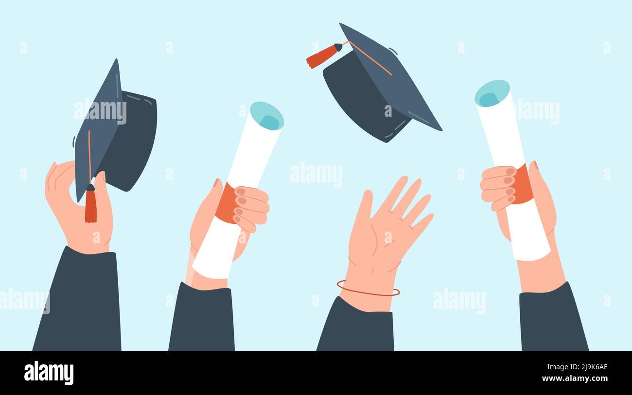 Graduation Hats In The Air