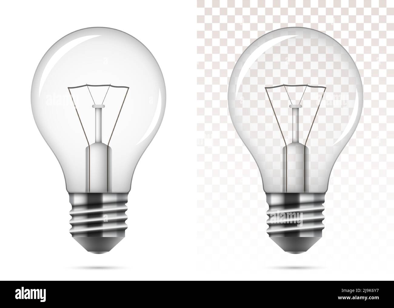 Realistic incandescent light bulb isolated on white and transparent ...