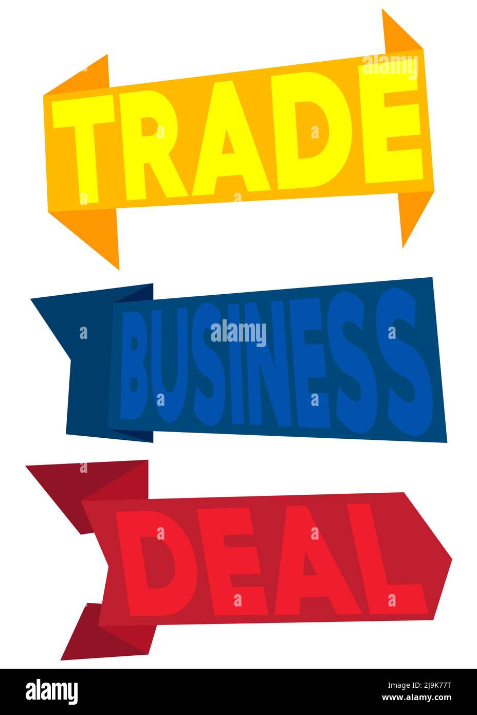 Set of ribbon with Business, Trade, Deal text. Banner template. Label ...