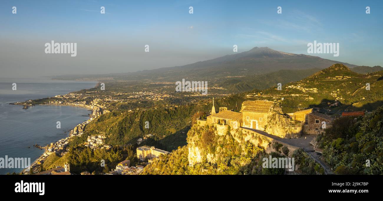 Panoramic view of the city of taormina hi-res stock photography and ...