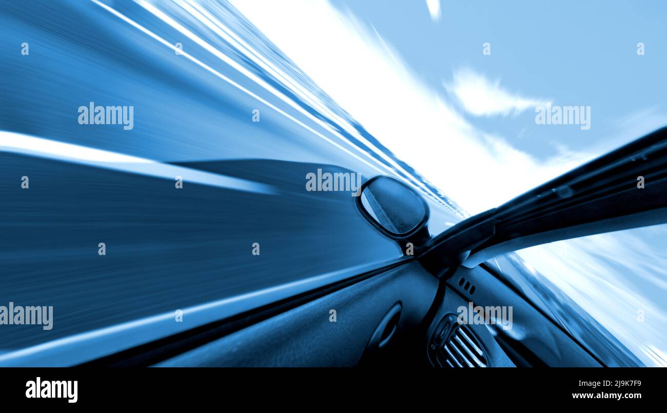 Car driving fast on the countryside asphalt road. Car and travel ...