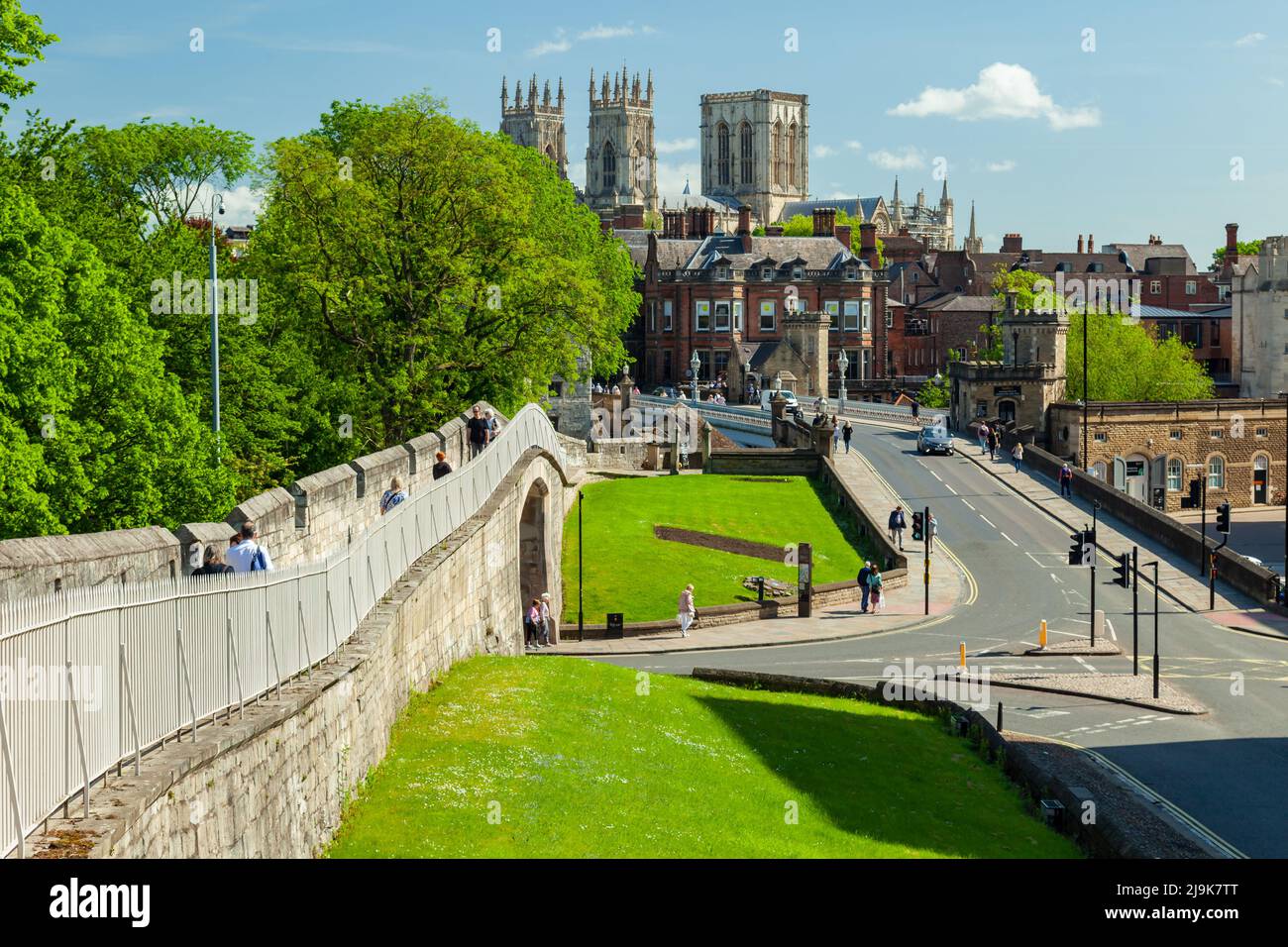 Spring morning at York city walls, North Yorkshire, England Stock Photo ...