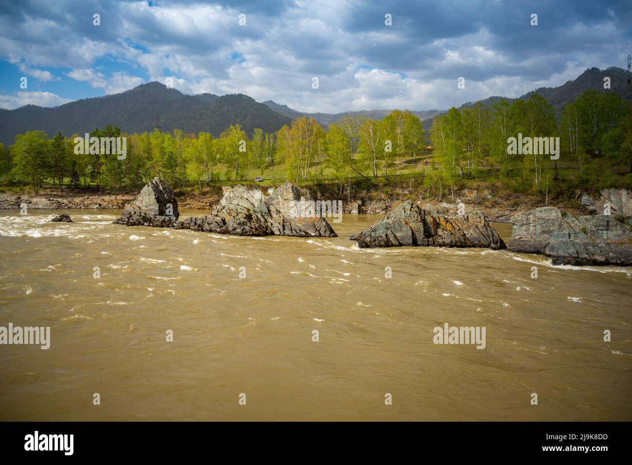 Remarkable natural objects - dragon teeth - in Katun river of Altai ...