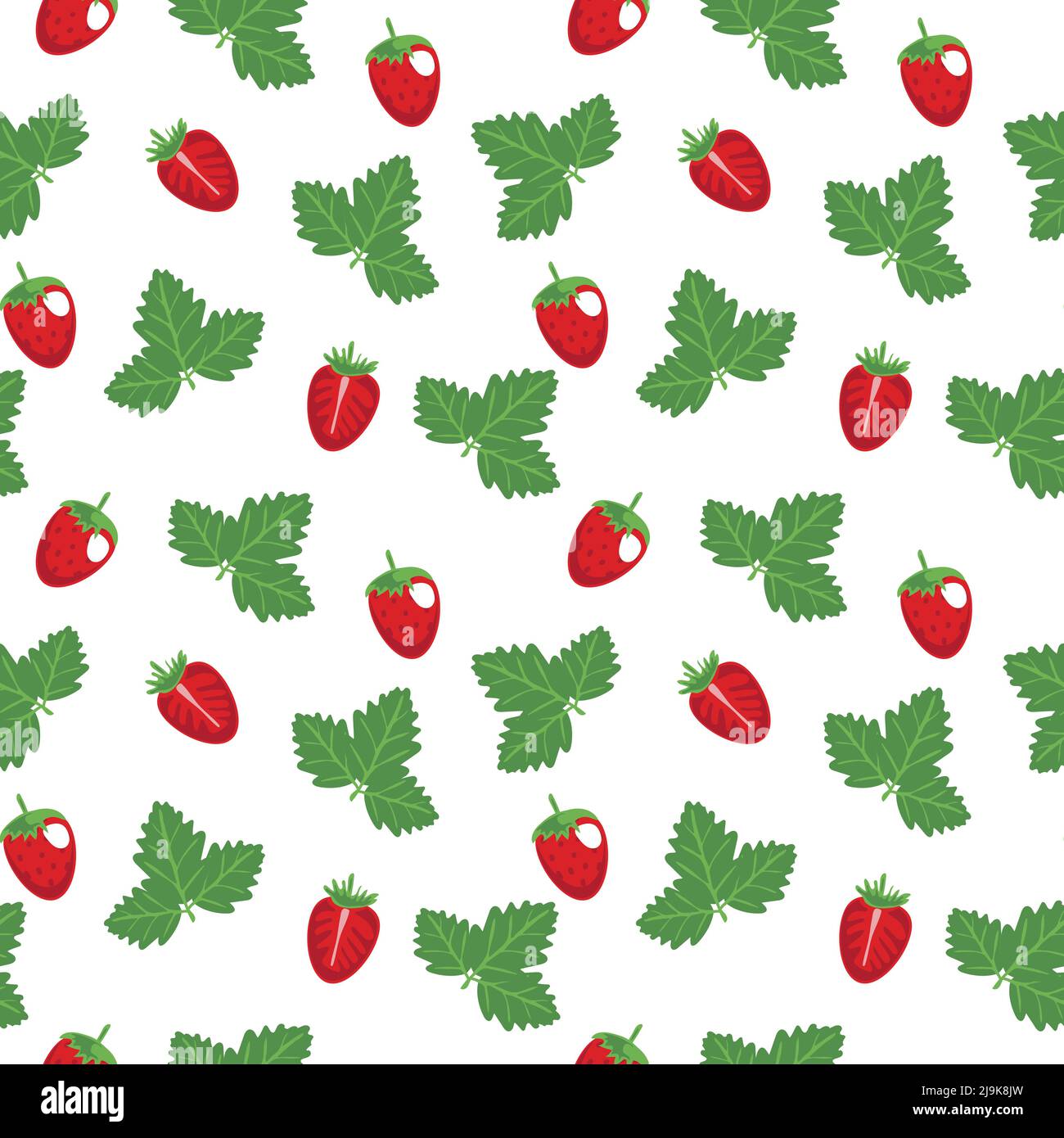 Seamless pattern of strawberries, summer vector illustration in cartoon ...