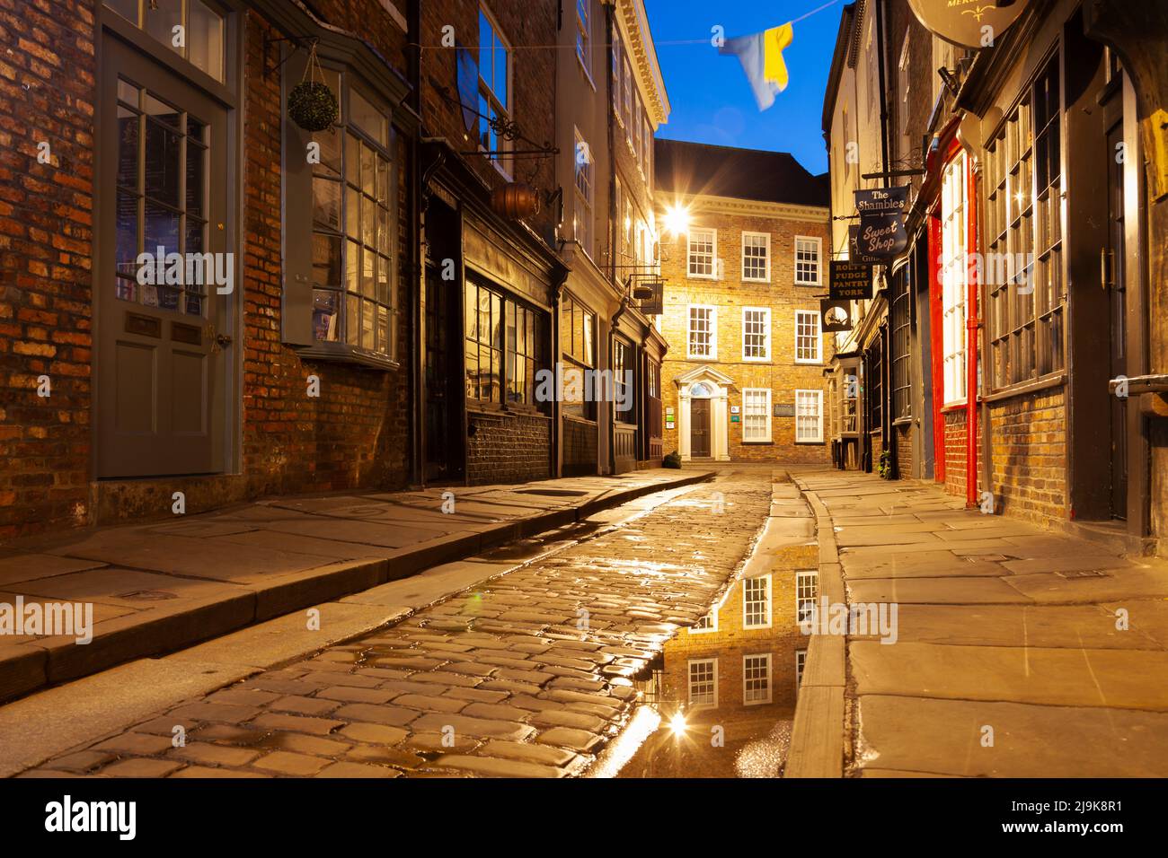 Dawn on the Shambles in York, England Stock Photo - Alamy
