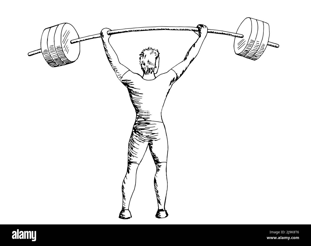 Weightlifter graphic black white isolated sketch illustration vector ...