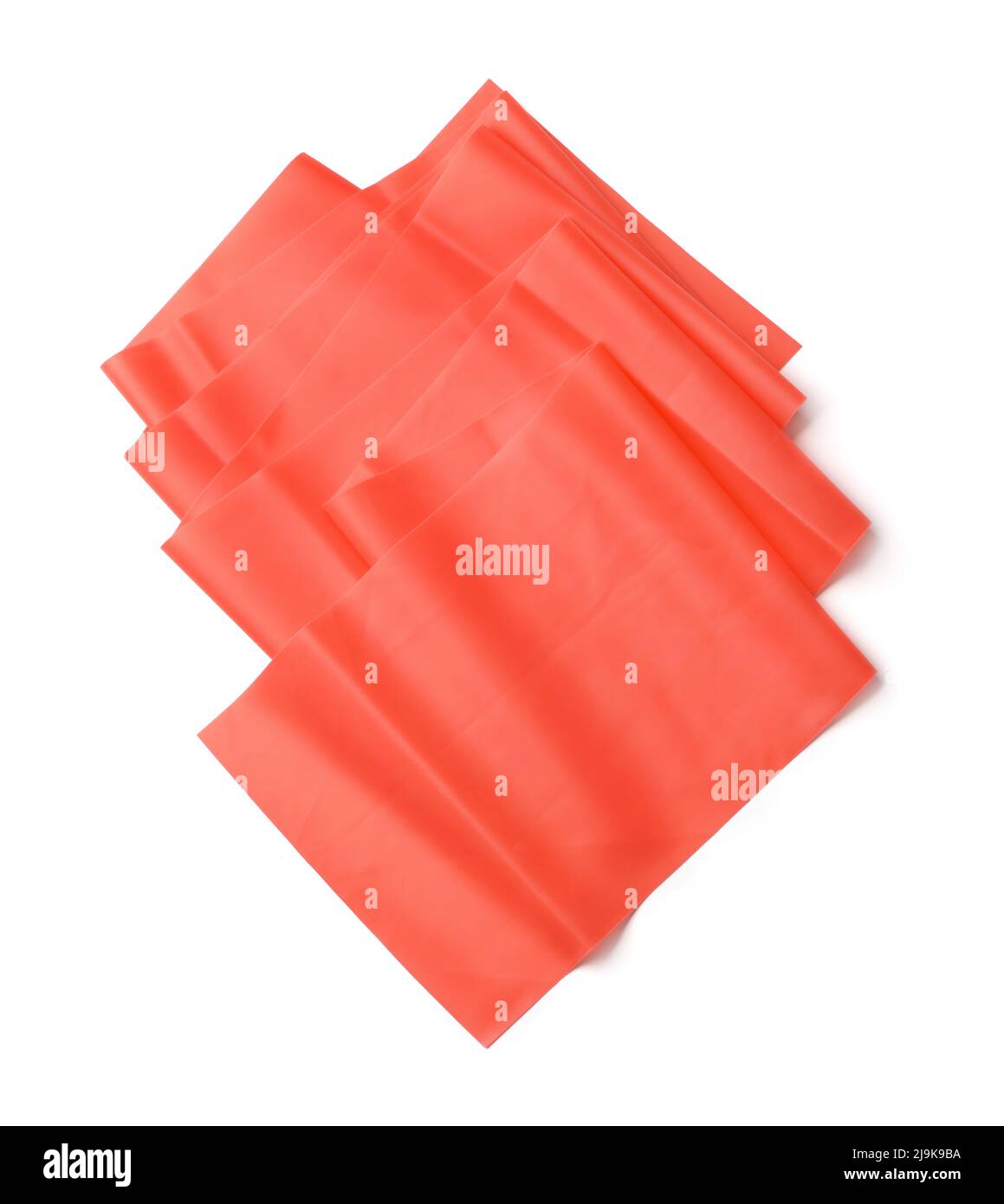Top view of red fitness elastic resistance band isolated on white Stock ...