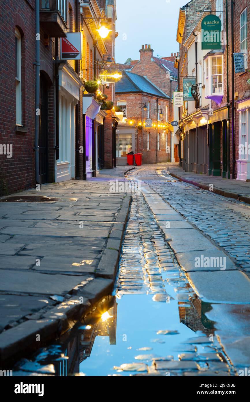 Dawn on Grape Lane in the City of York, England Stock Photo - Alamy