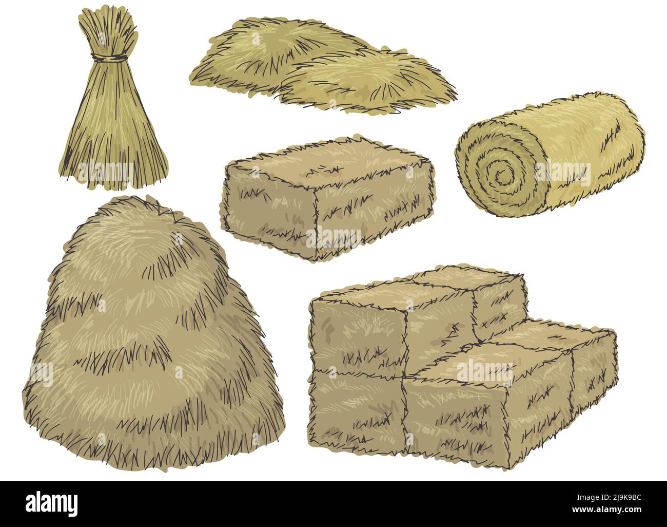 Haystack set graphic color isolated sketch illustration vector Stock ...