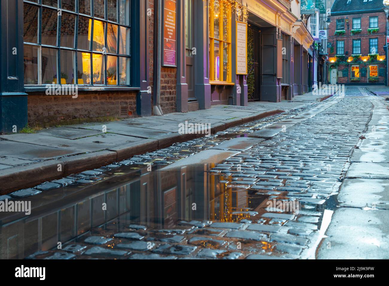 Early morning on Grape Lane in York city centre, England Stock Photo ...
