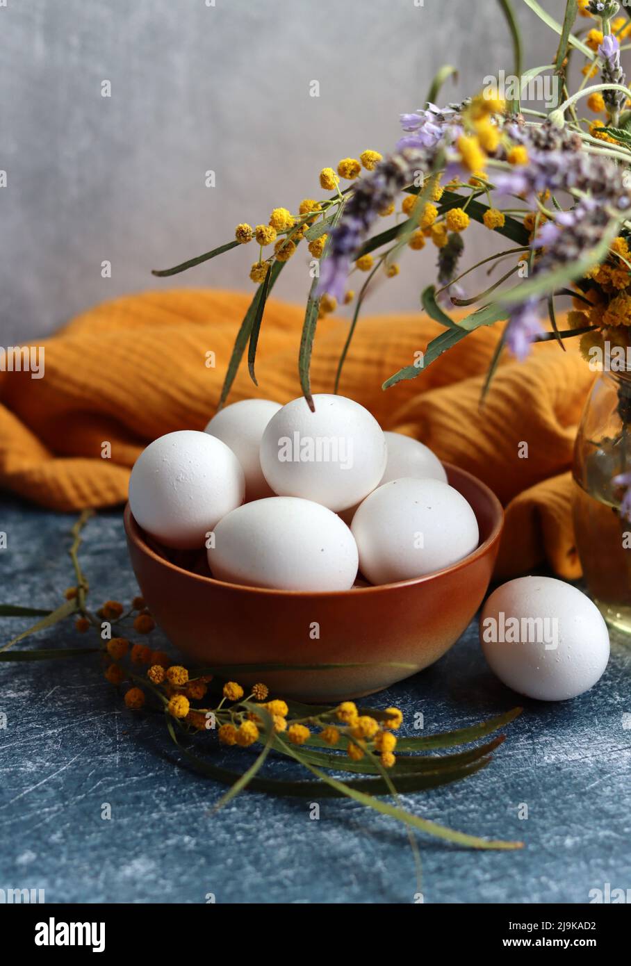 Simple composition still life with eggs. Easter card design Stock Photo ...