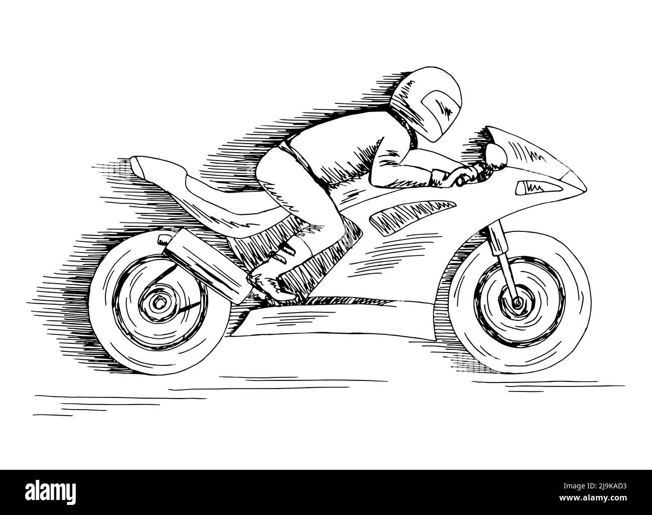Biker riding a bike graphic black white landscape sketch illustration ...