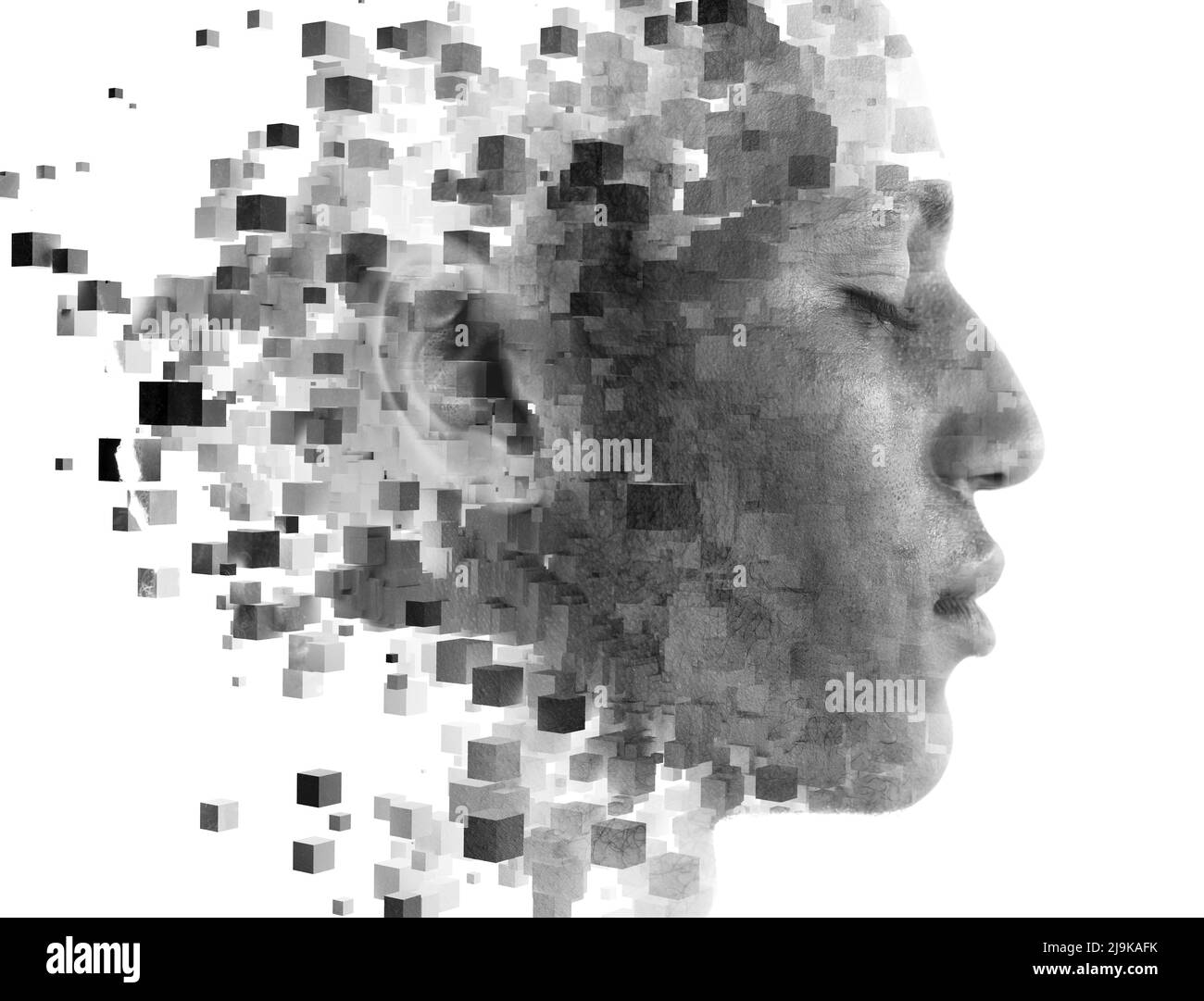 Futuristic digital technology world Black and White Stock Photos ...
