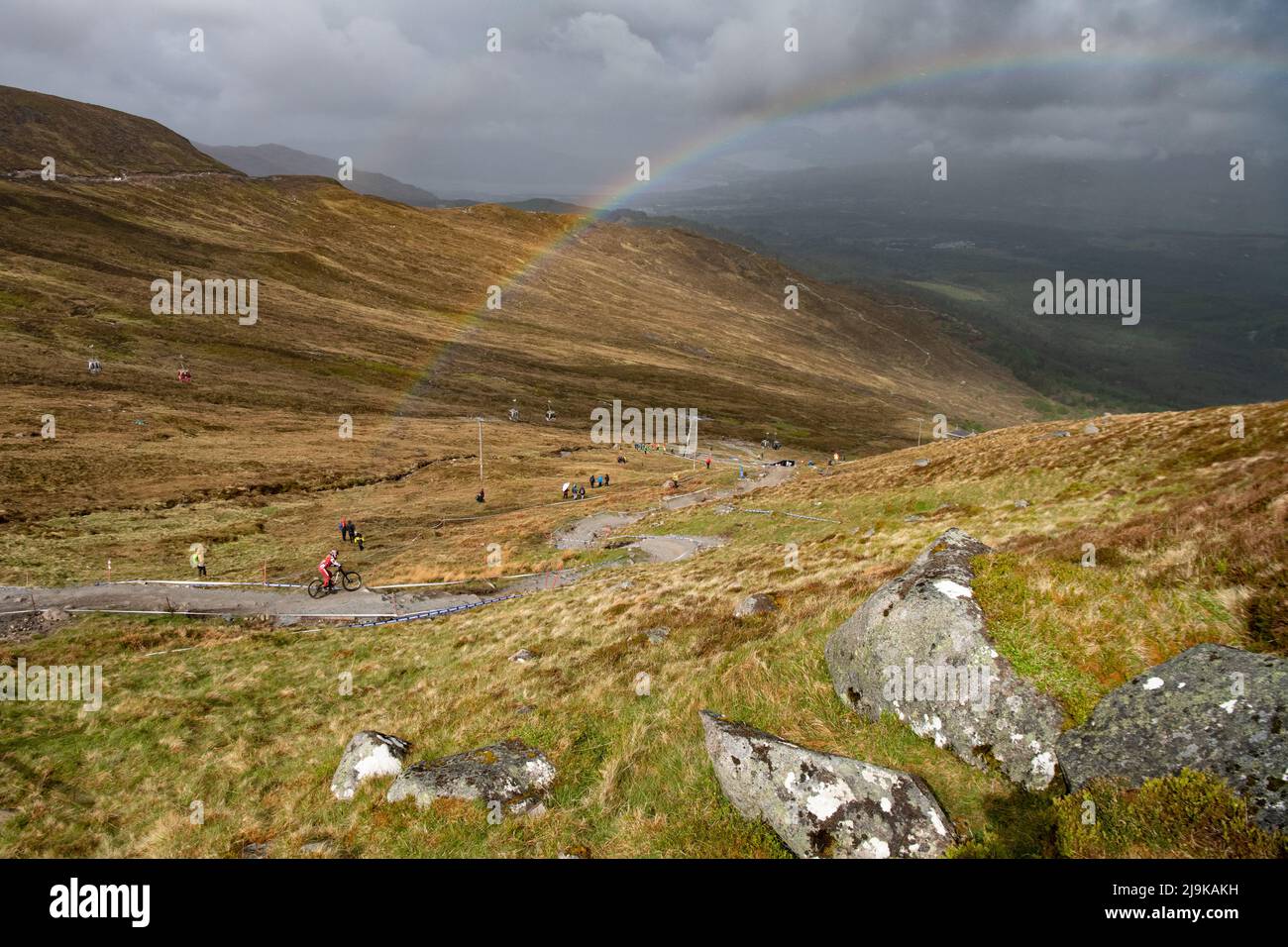 Fort William World Cup 2022 - Valentina Holl at the end of a rainbow during practice at UCI ...