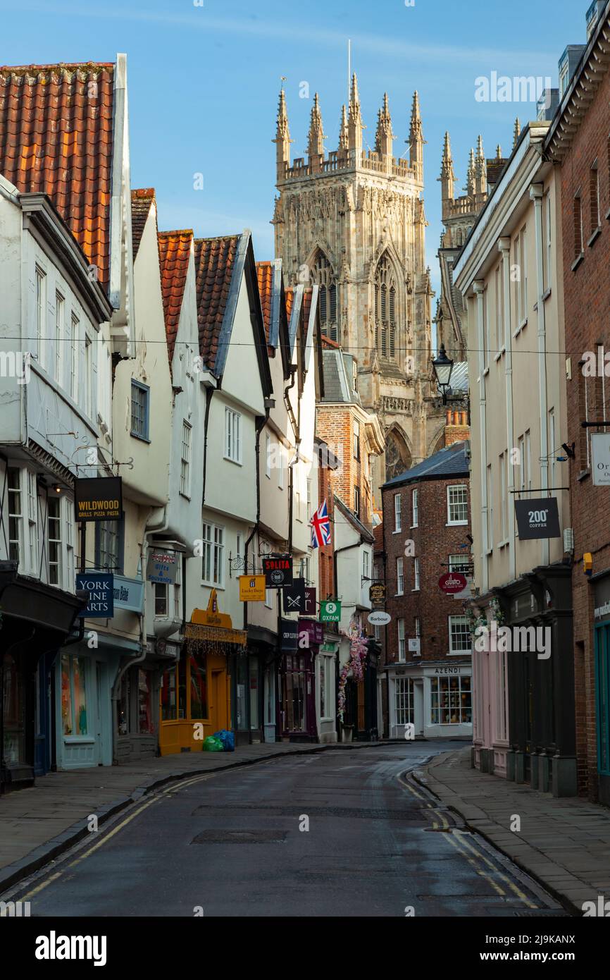 Spring morning on Low Petergate in York city centre, England Stock ...