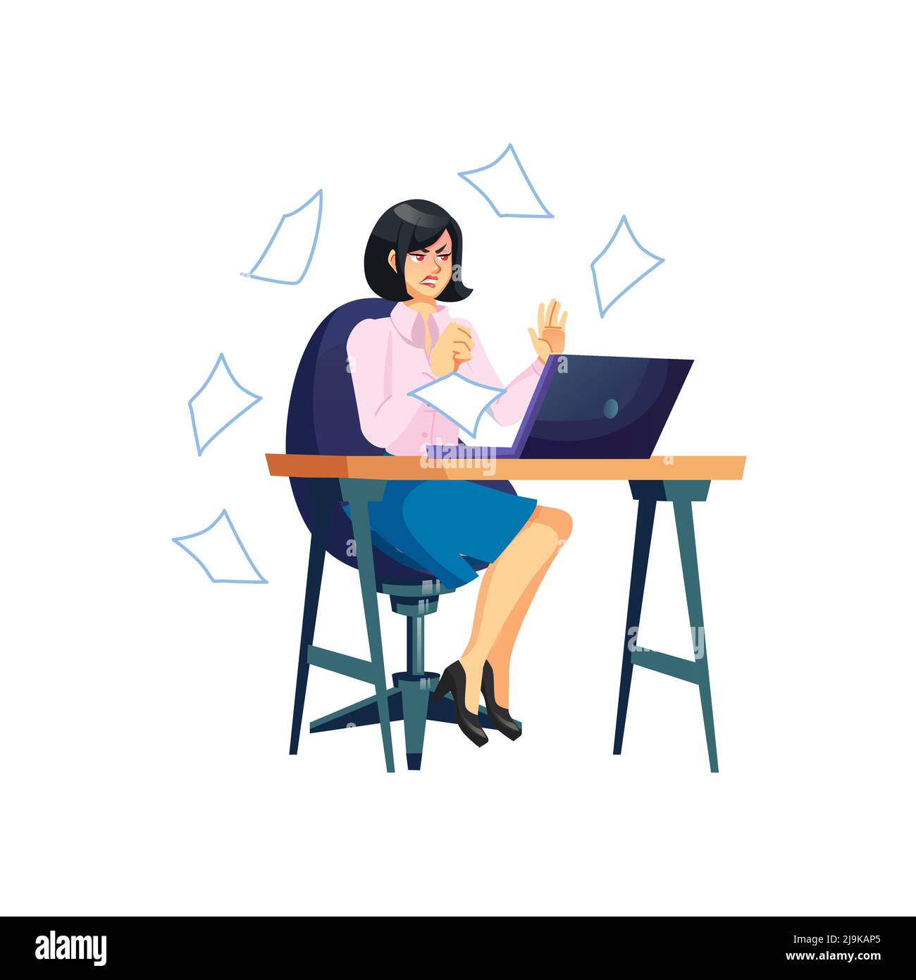 Flat cartoon office employee character,work stress deadline vector ...