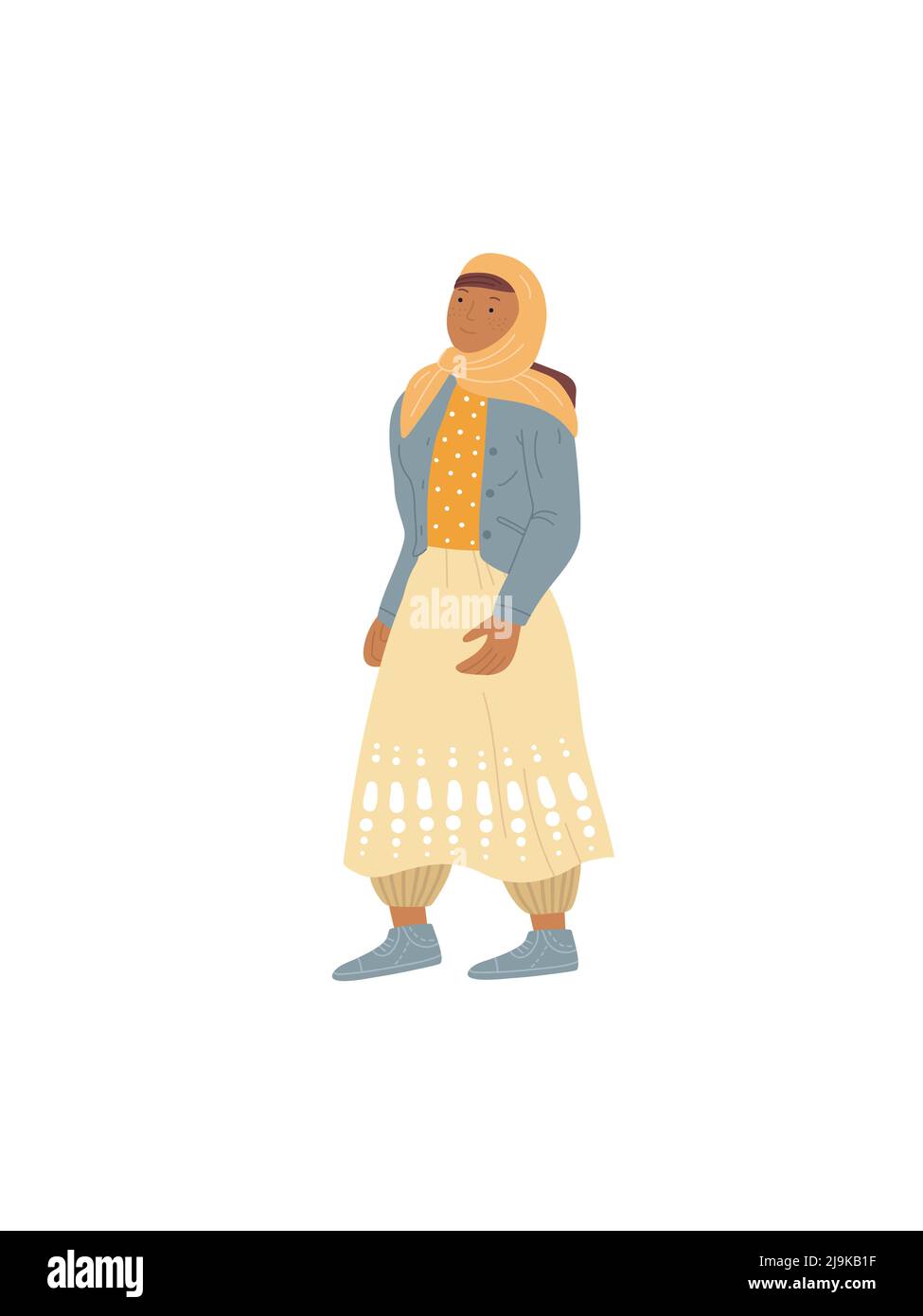 Flat cartoon arab woman character on empty background,trendy collection ...