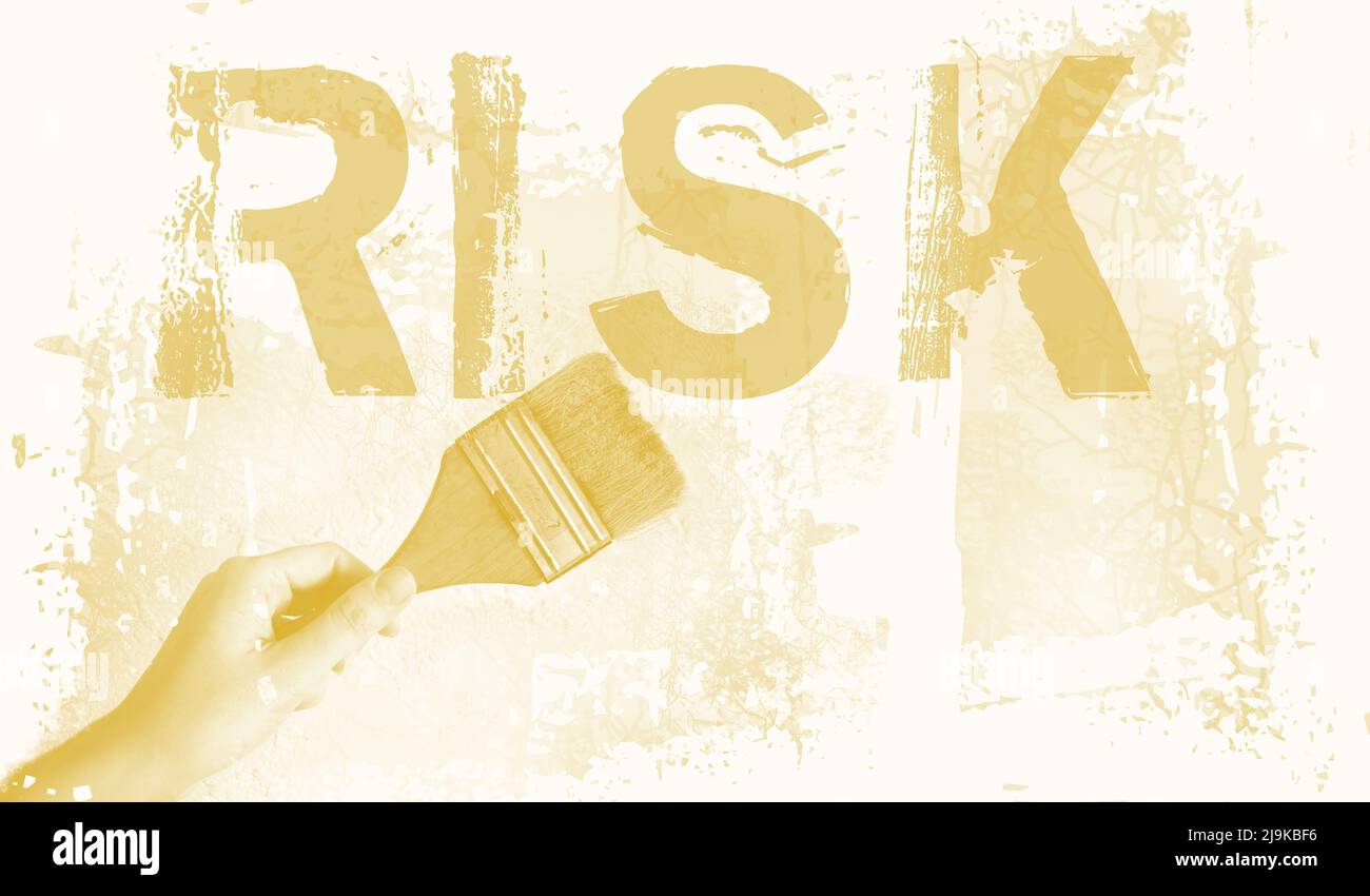 Red word RISK written with paintbrush. Planning, risk management or ...