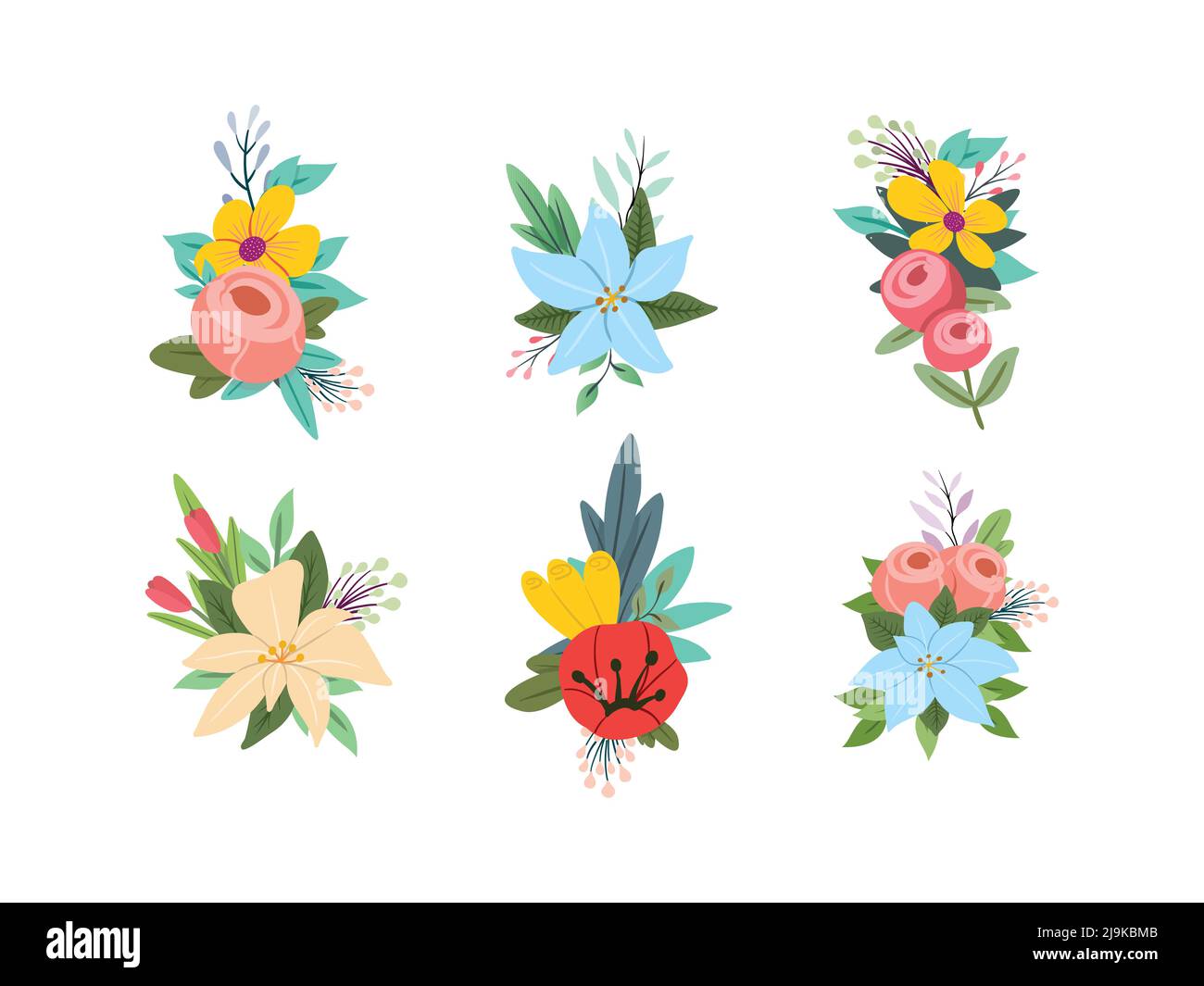 Set of different floral branch. Flower decoration. Nature composition ...
