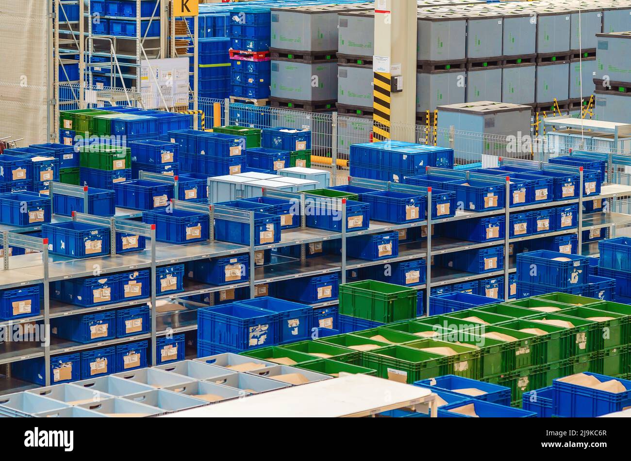 Industrial distribution, composition. Storage with high shelves, cargo ...