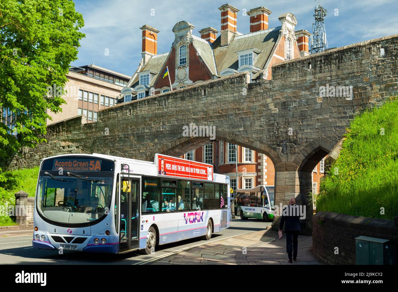 York city bus at the Wall, York, England Stock Photo - Alamy
