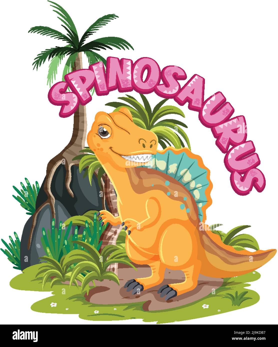 Little cute spinosaurus dinosaur cartoon character illustration Stock ...