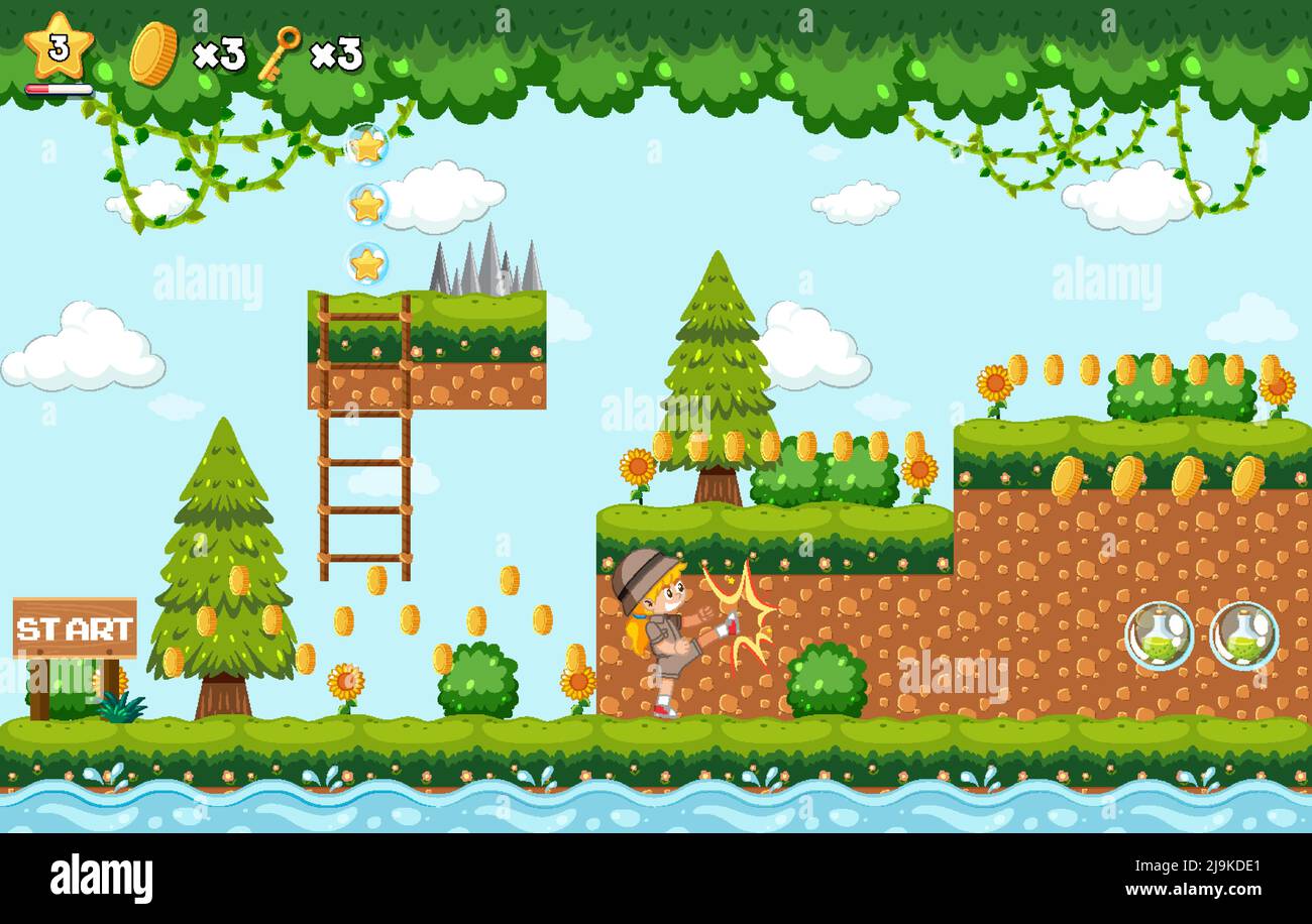 Platform game background template illustration Stock Vector Image & Art ...