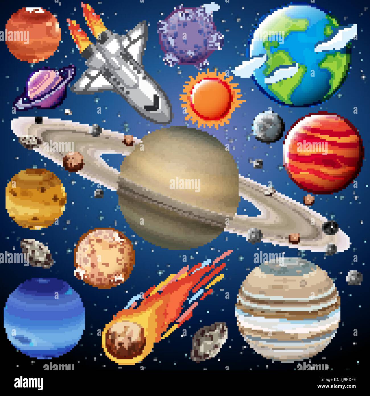 Set of space objects in space illustration Stock Vector Image & Art - Alamy