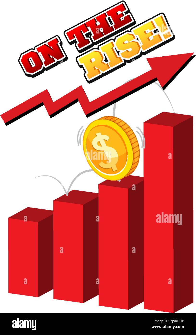 Red bar chart with red arrow going up illustration Stock Vector Image ...