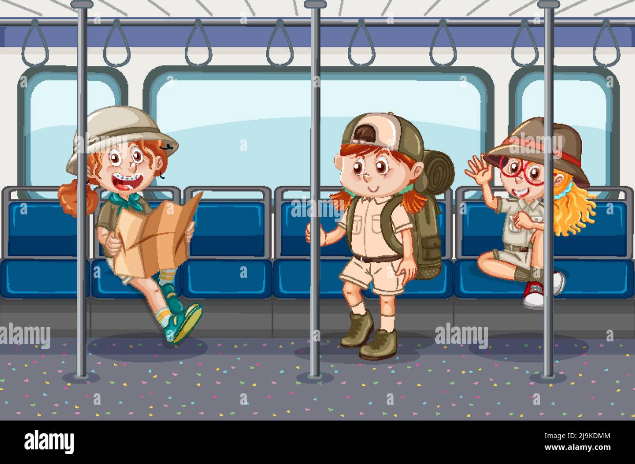 Inside bus with people cartoon illustration Stock Vector Image & Art ...