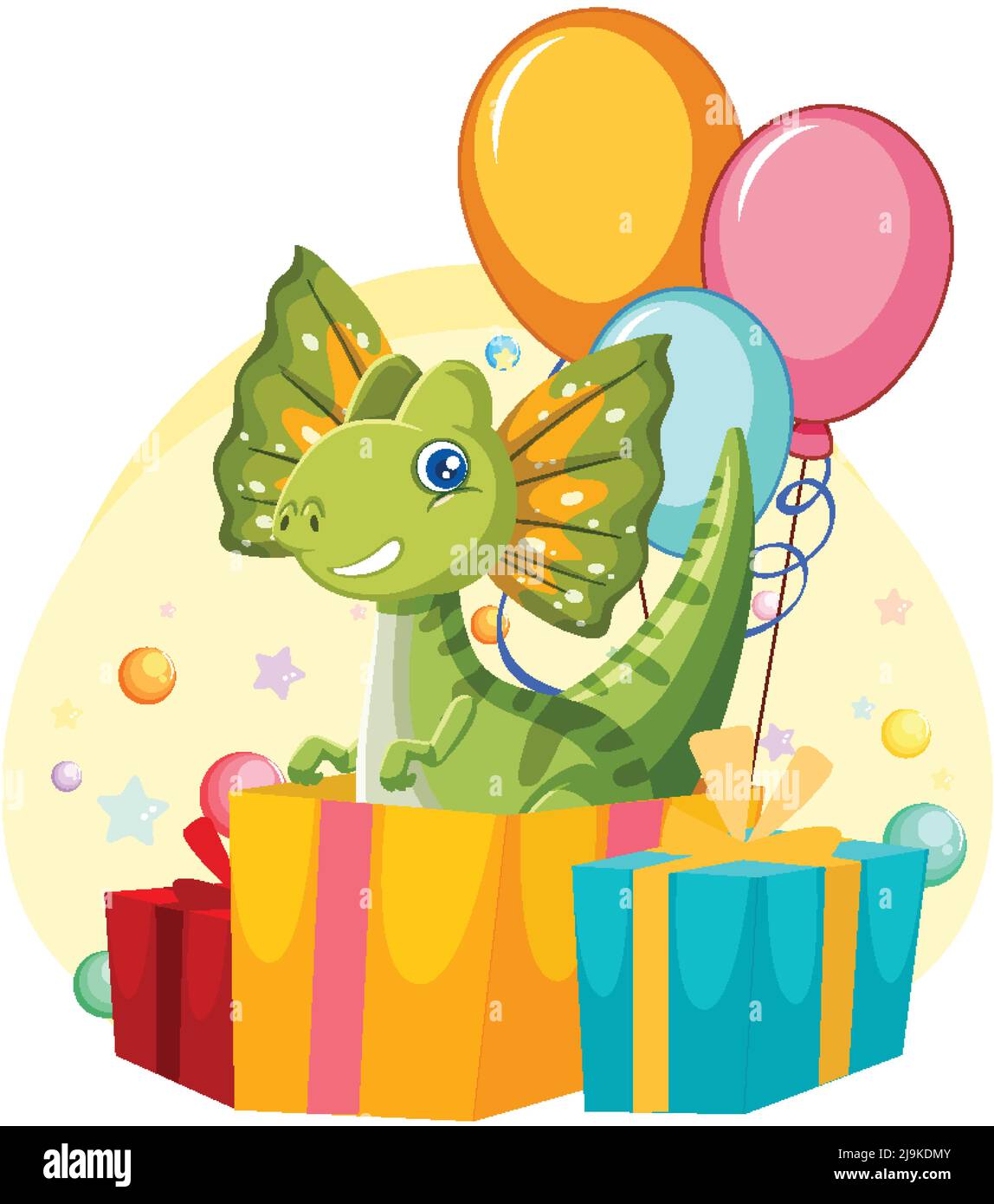 Cute dinosaur themed party cartoon illustration Stock Vector Image ...