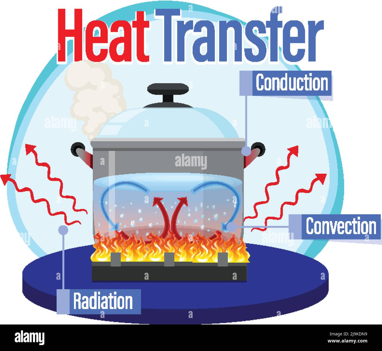 Heat transfer methods with water boiling illustration Stock Vector ...