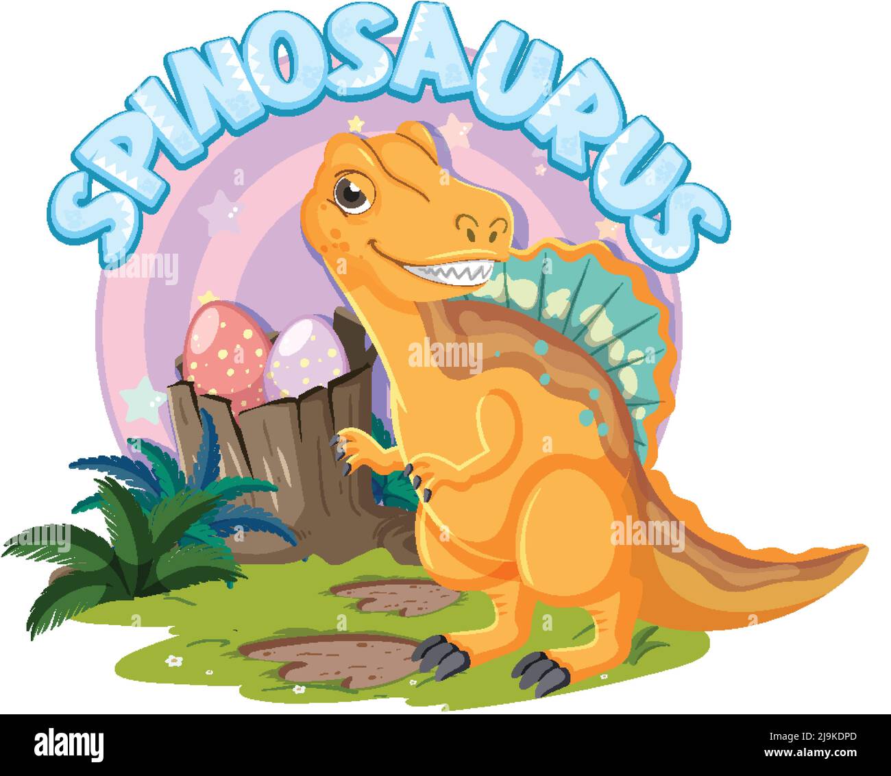 Little cute spinosaurus dinosaur cartoon character illustration Stock ...