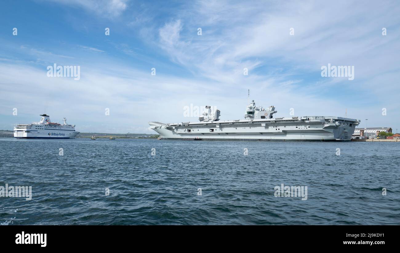 HMS Prince of Wales in Portsmouth Harbour Stock Photo - Alamy