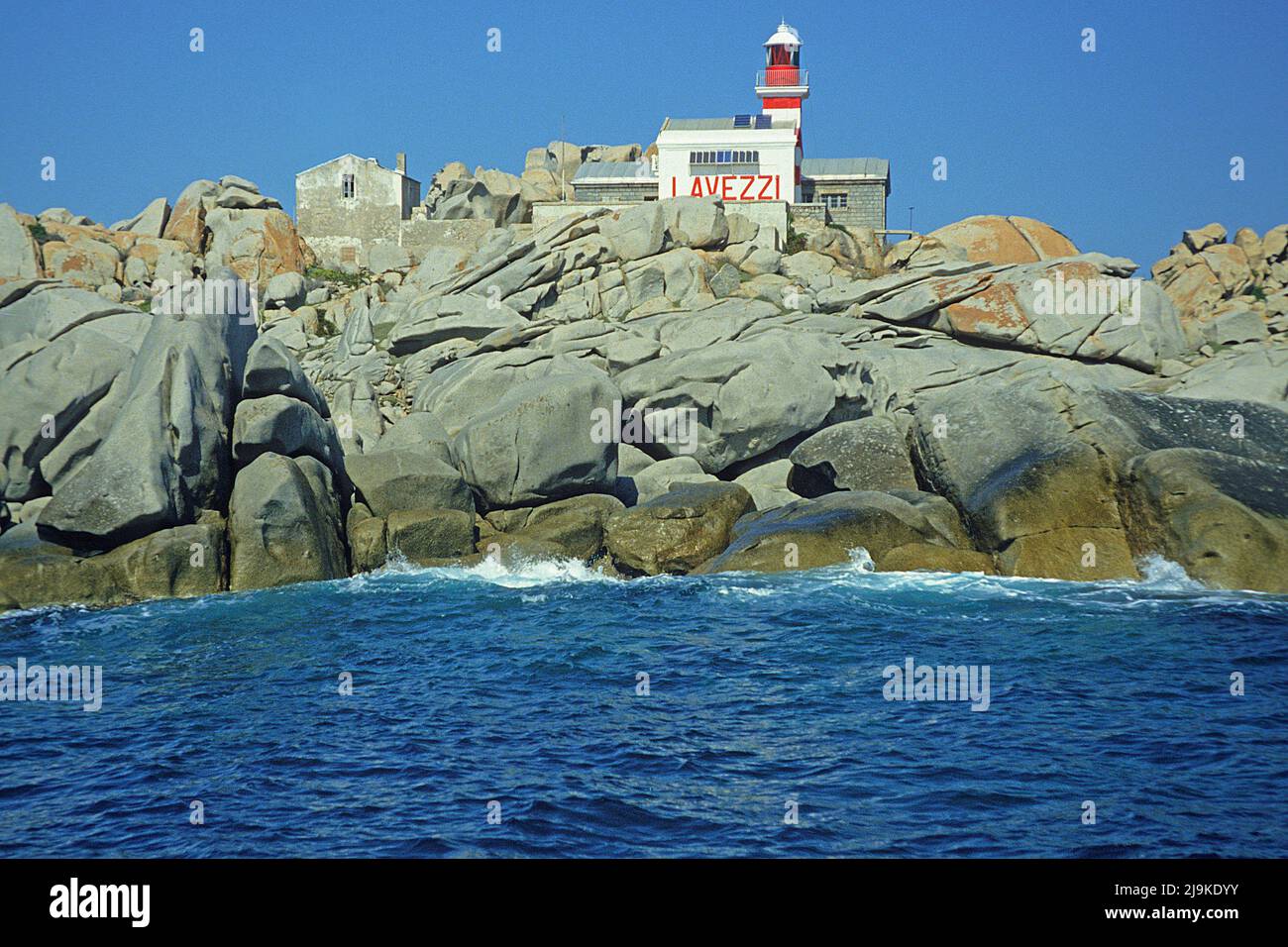 Lighthouse on Lavezzi islands, group of small granite island between ...