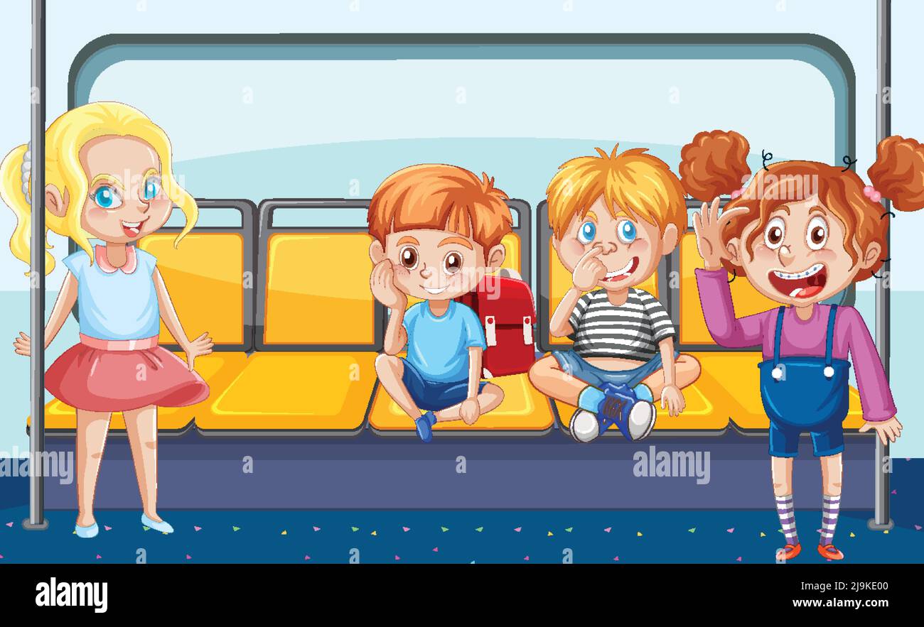 Inside bus with people cartoon illustration Stock Vector Image & Art ...