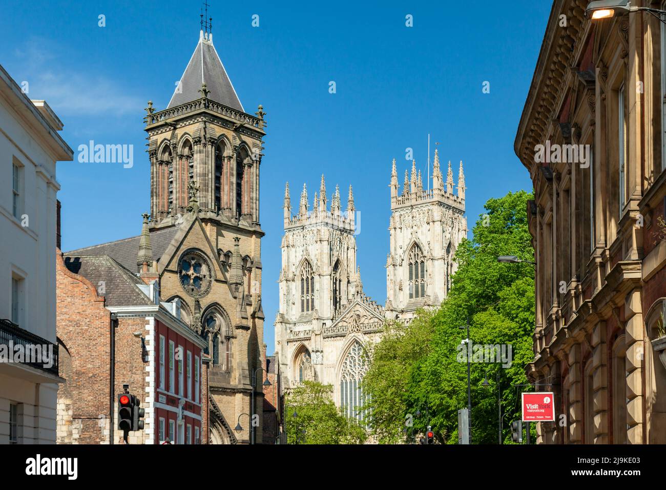 Spring afternoon on Museum Street in York, England. York Oratory and ...