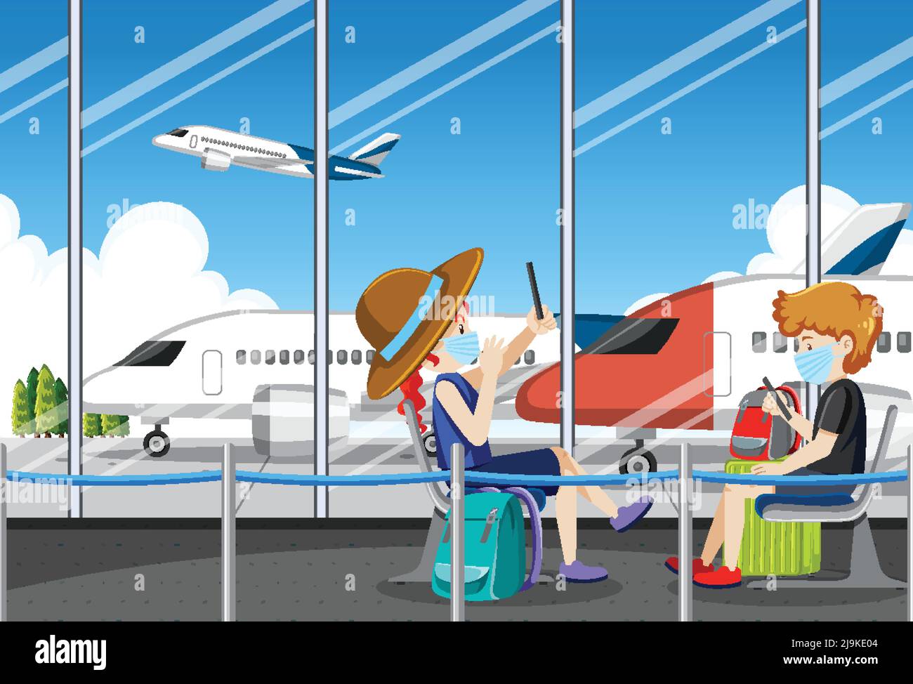 People cartoon characters in the airport illustration Stock Vector ...